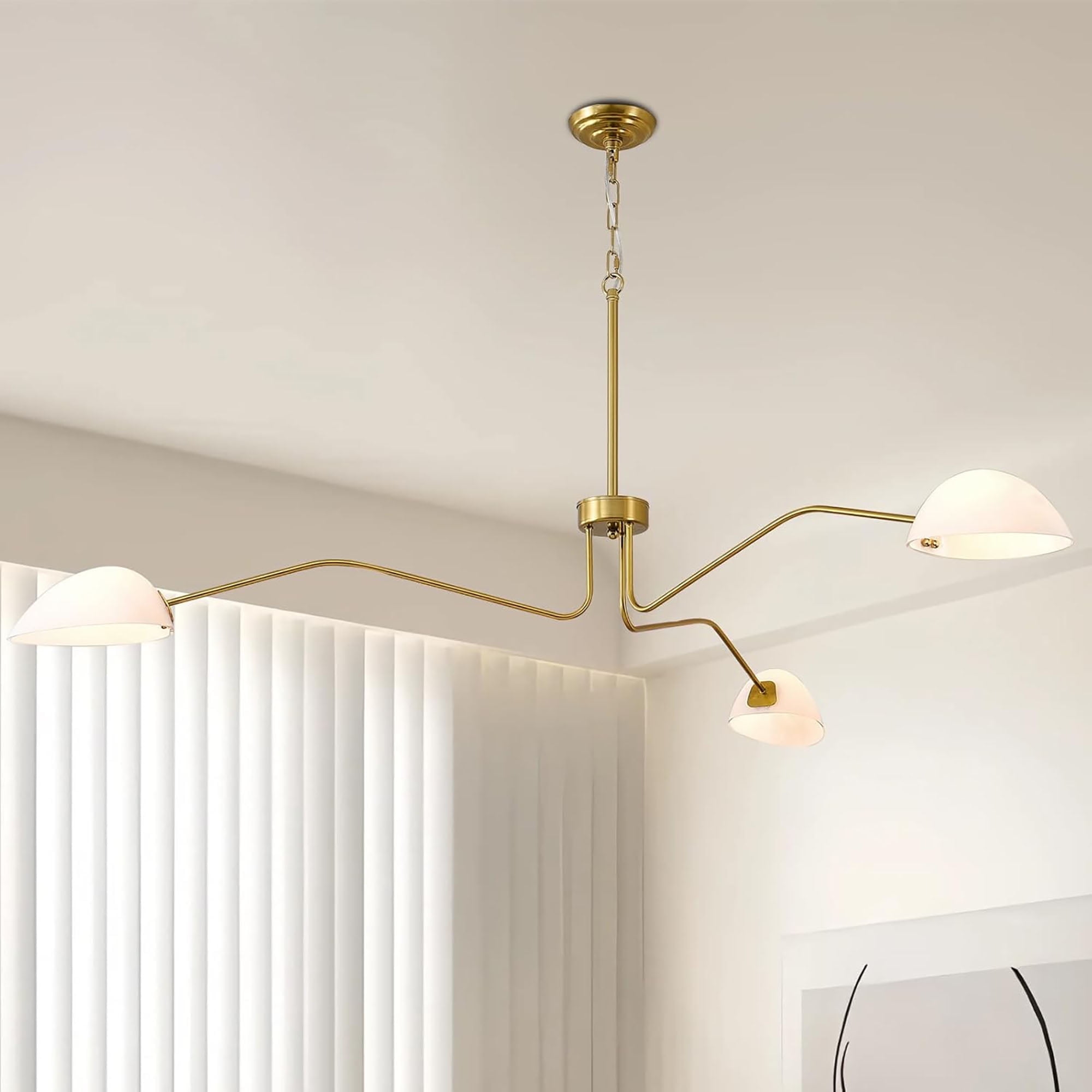3 Lights Modern Sputnik Chandelier, 65.5in Gold Pendant Lighting ...