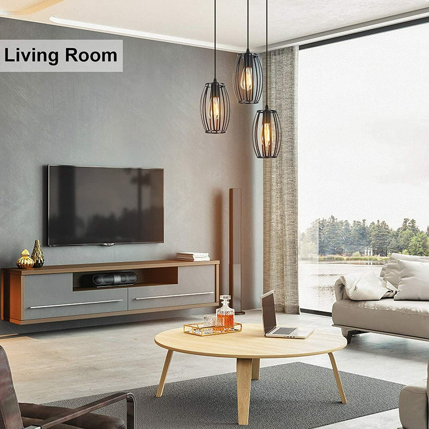 3 Lights Pendant Light Fixtures Ceiling Lamp Adjustable Length for ...