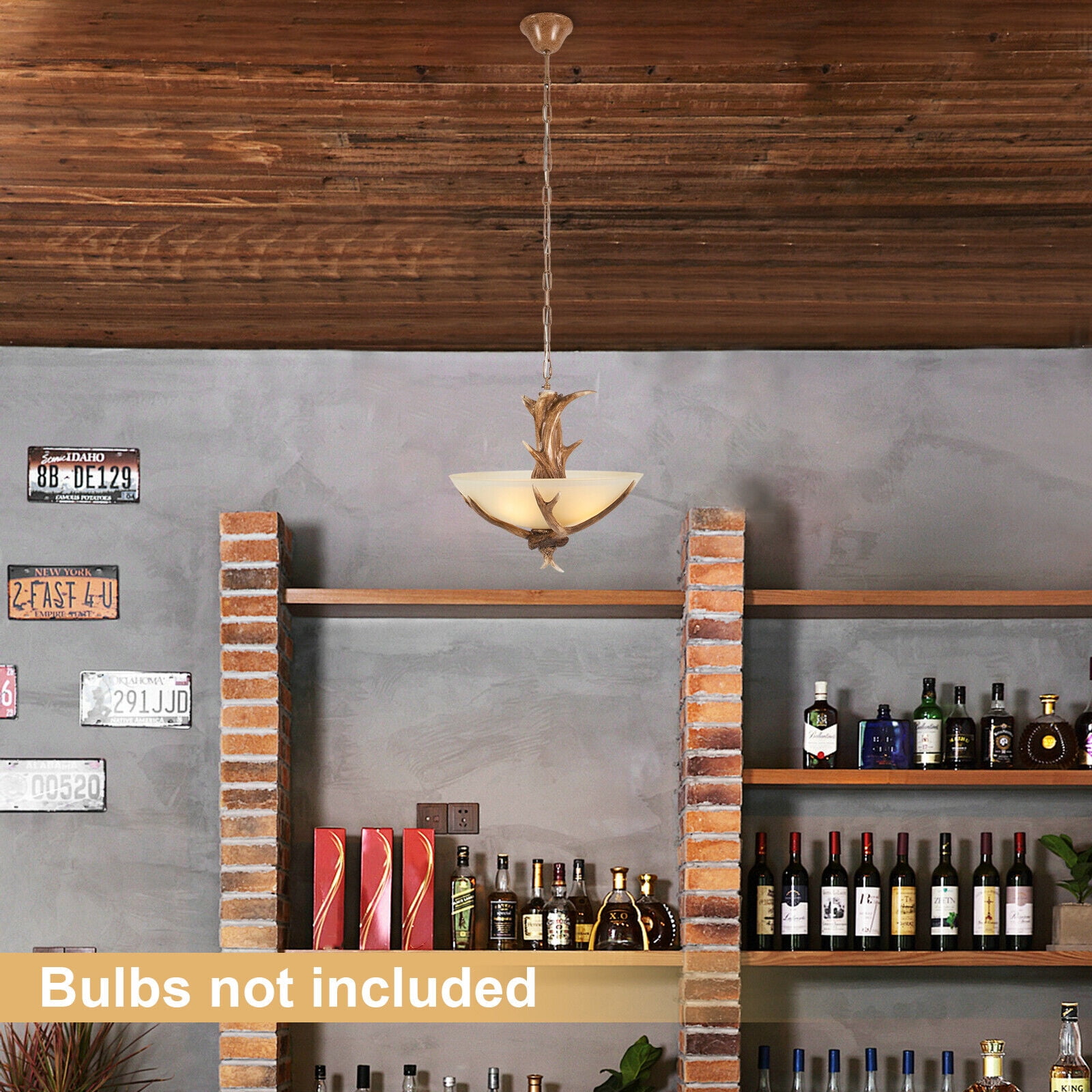 3 Lights Rustic Resin Deer Horn Ceiling Light Vintage Antler Chandelier ...