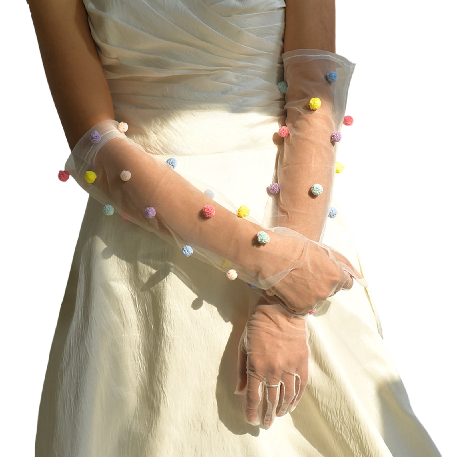3. Lightweight Bride Fingerless Gloves Elastic Nylon With Cheerful ...