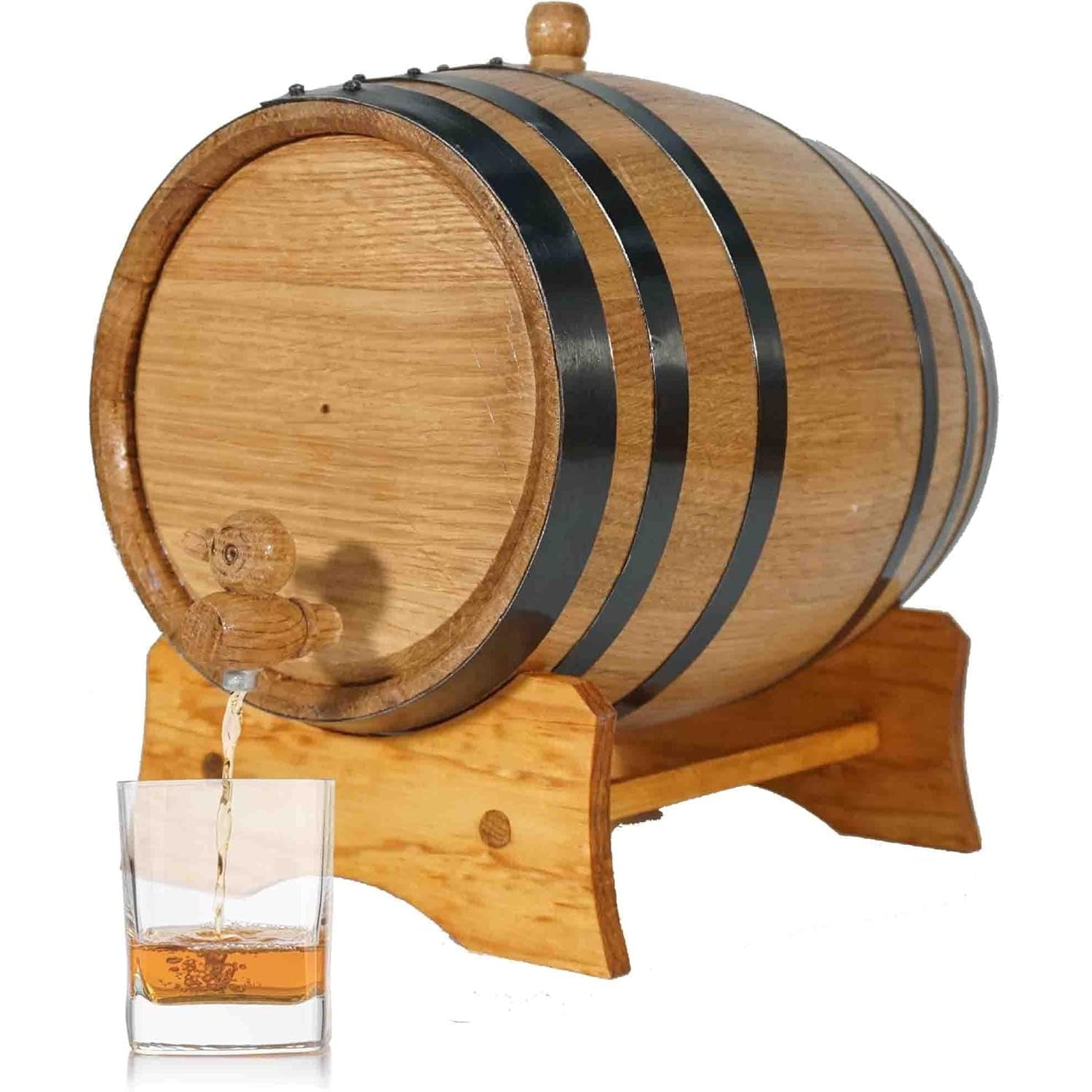 3 Liter Oak Aging Barrel with Stand, Bung and Spigot - Wooden 3L ...