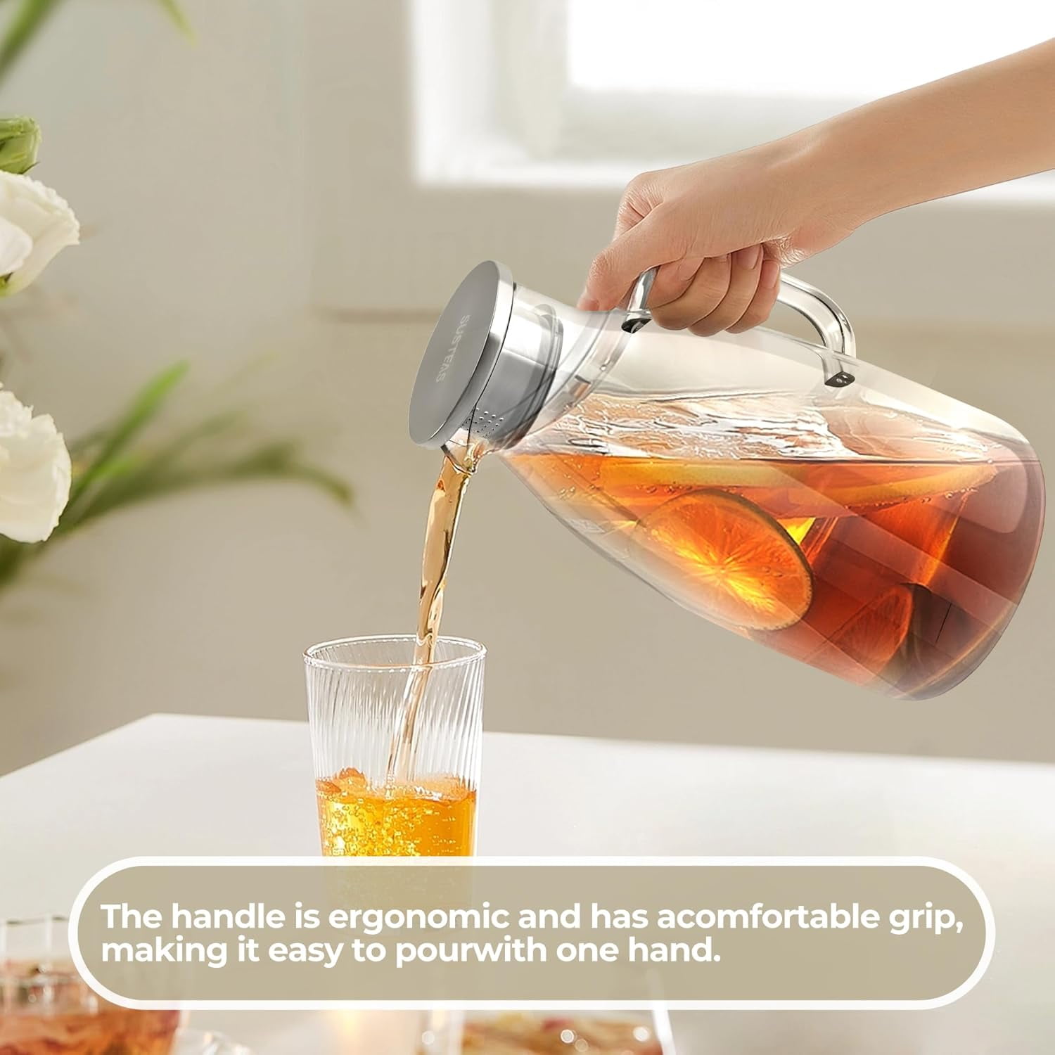 3 Liter Penguin Glass Pitcher with Lid and Nozzle, Cold/Hot Water Jar ...