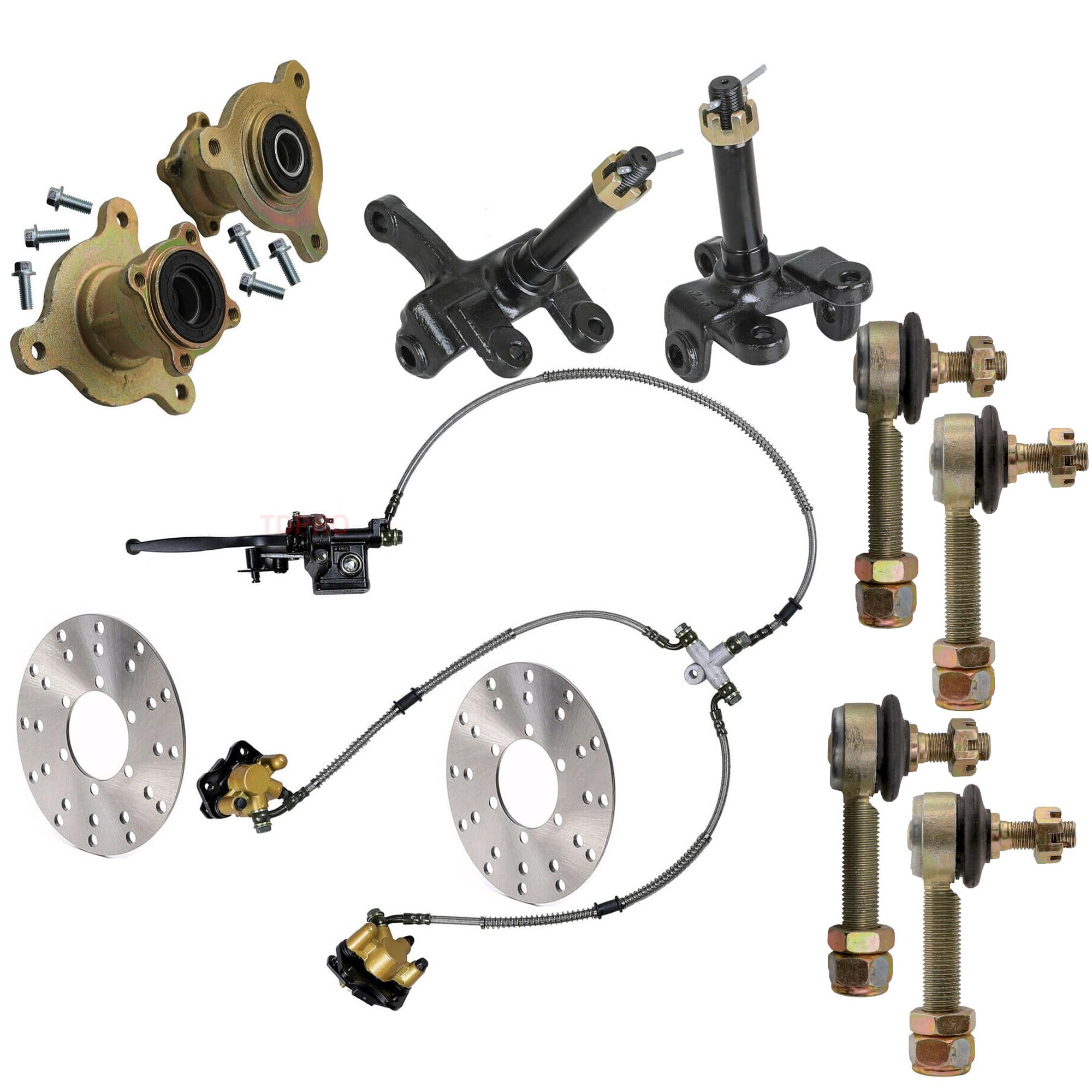 3 Lug Front Wheel Rim Hub + Steering Spindle Knuckle + Brake Caliper ...