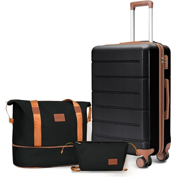 3- Luggage Set with 20" Carry , PC+ABS Hardside Suitcase with Spinner ...