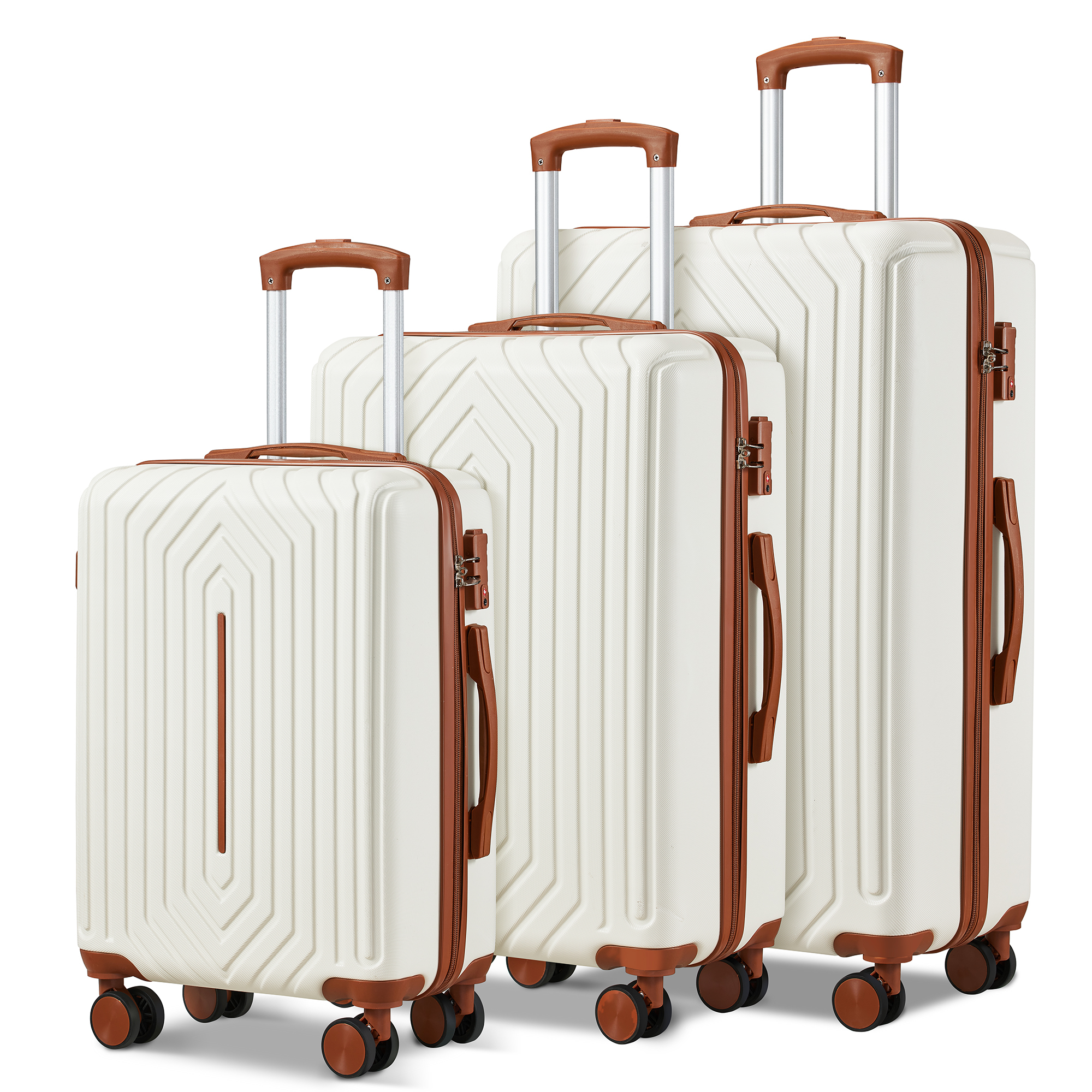 3 Luggage Sets ABS Hardshell Suitcase Set with TSA Lock Durable Spinner ...