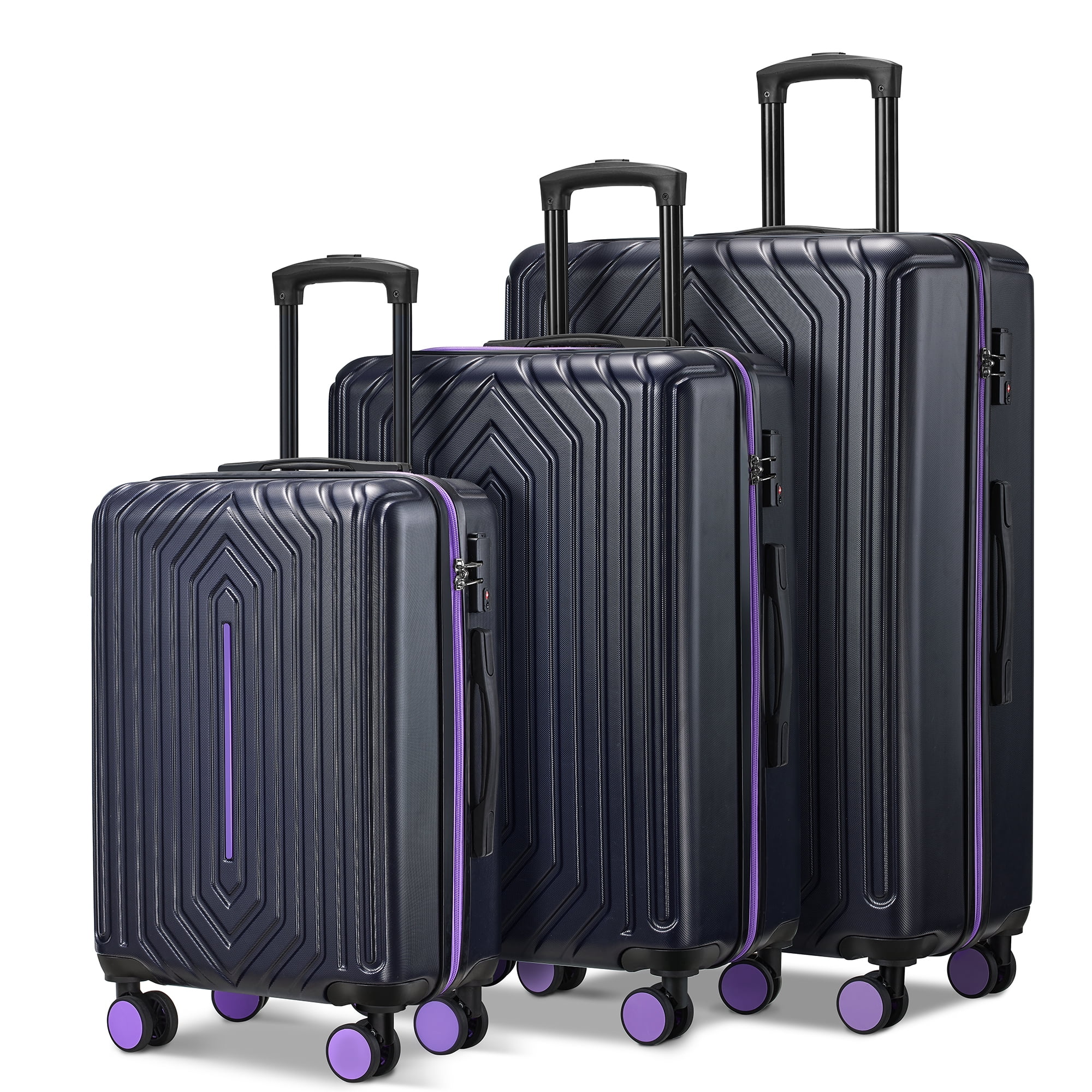 3-Piece ABS Hardshell Luggage Set, TSA Lock, Durable Spinner Wheels ...