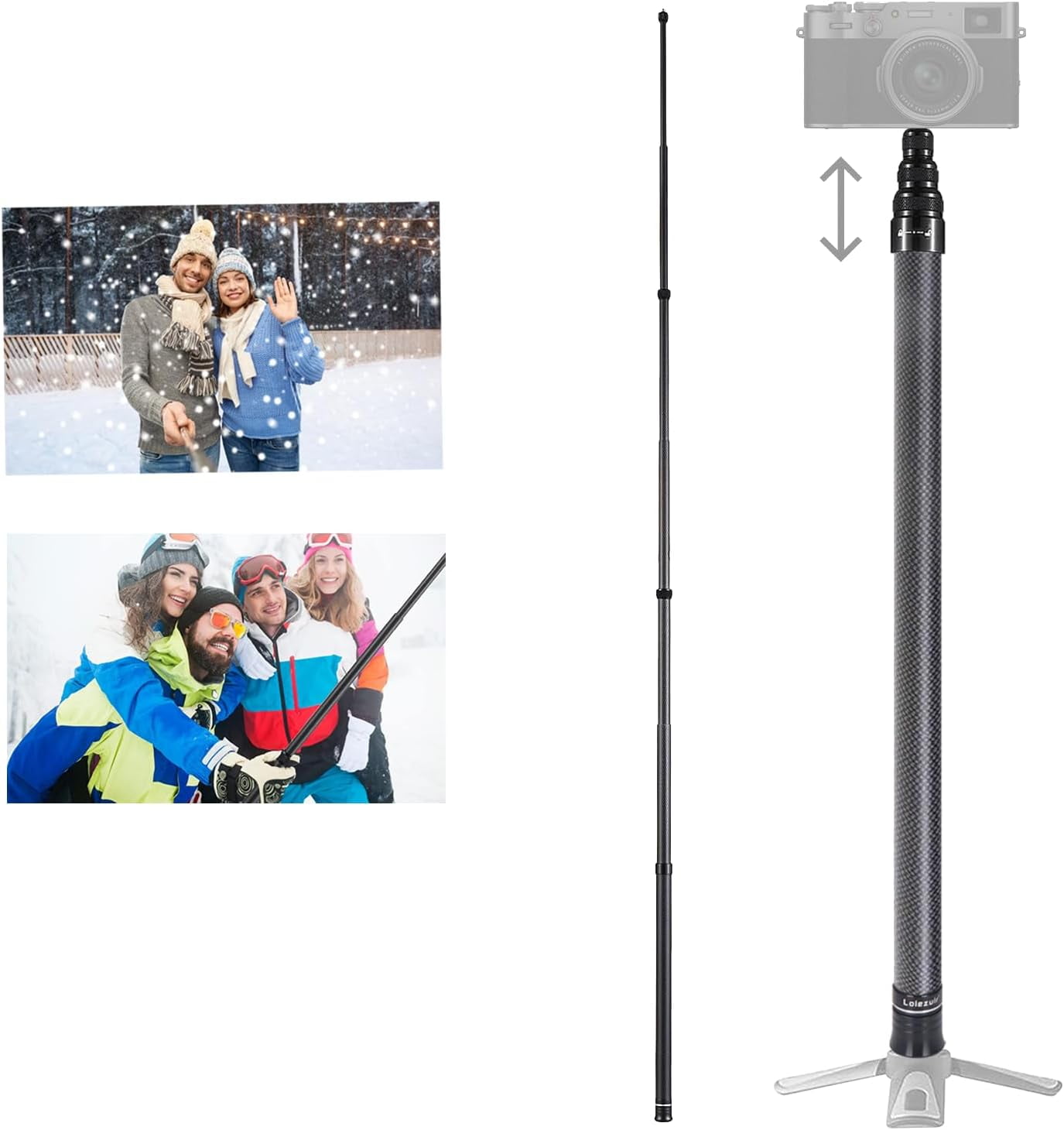 3 M/118 Inch Panoramic Camera Invisible Extension Rod Carbon Fiber 1/4 ...