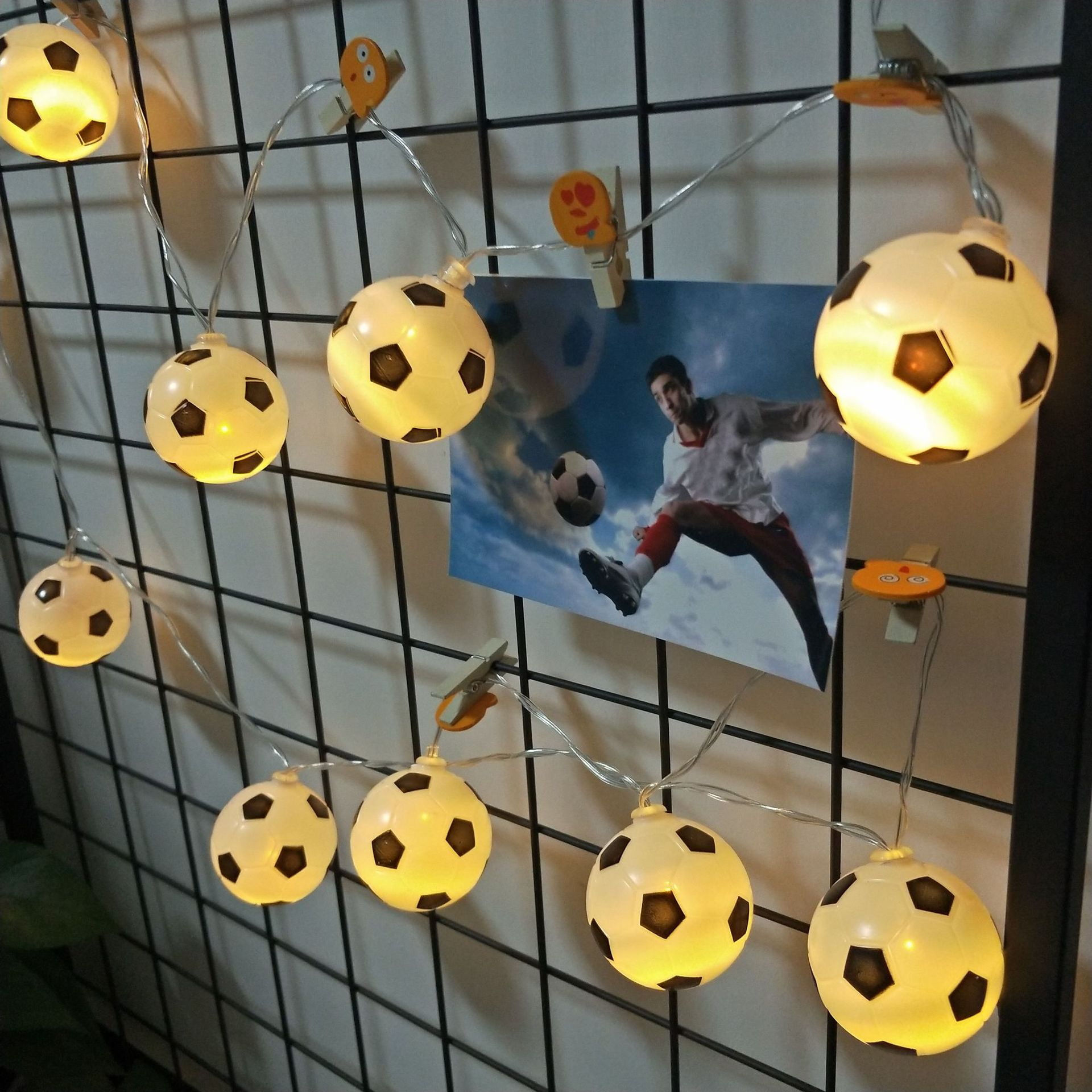 3 M / 9.8 Ft 20 Lights Battery Powered Football Soccer Shape LED String ...