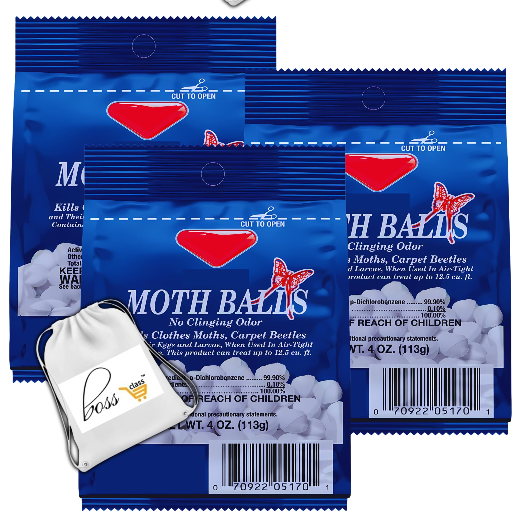 (3) M0thBalls, 4oz Bags Cabinet Closet M0th Repellent No Clinging Odor ...