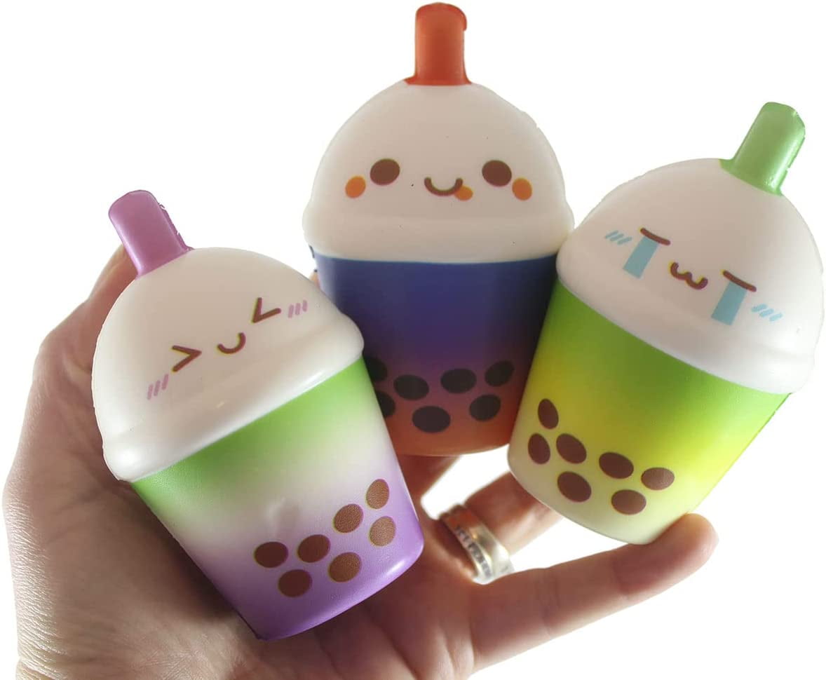 3 MEDIUM 4" Bubble Tea Drink Slow Rise Squishy Toys - Memory Foam Party ...