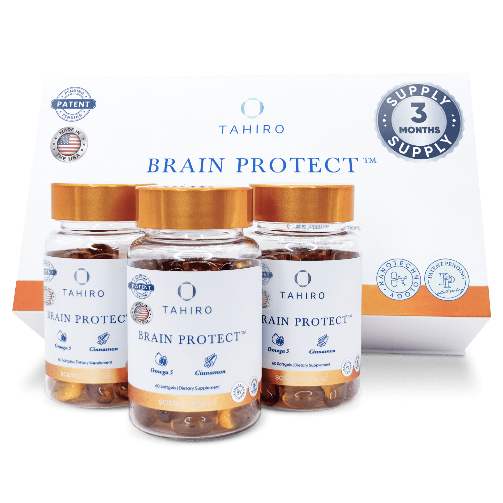 3 MONTH SUPPLY Brain Protect™ Nano Omega 5 Cinnamon Brain Supplement ...