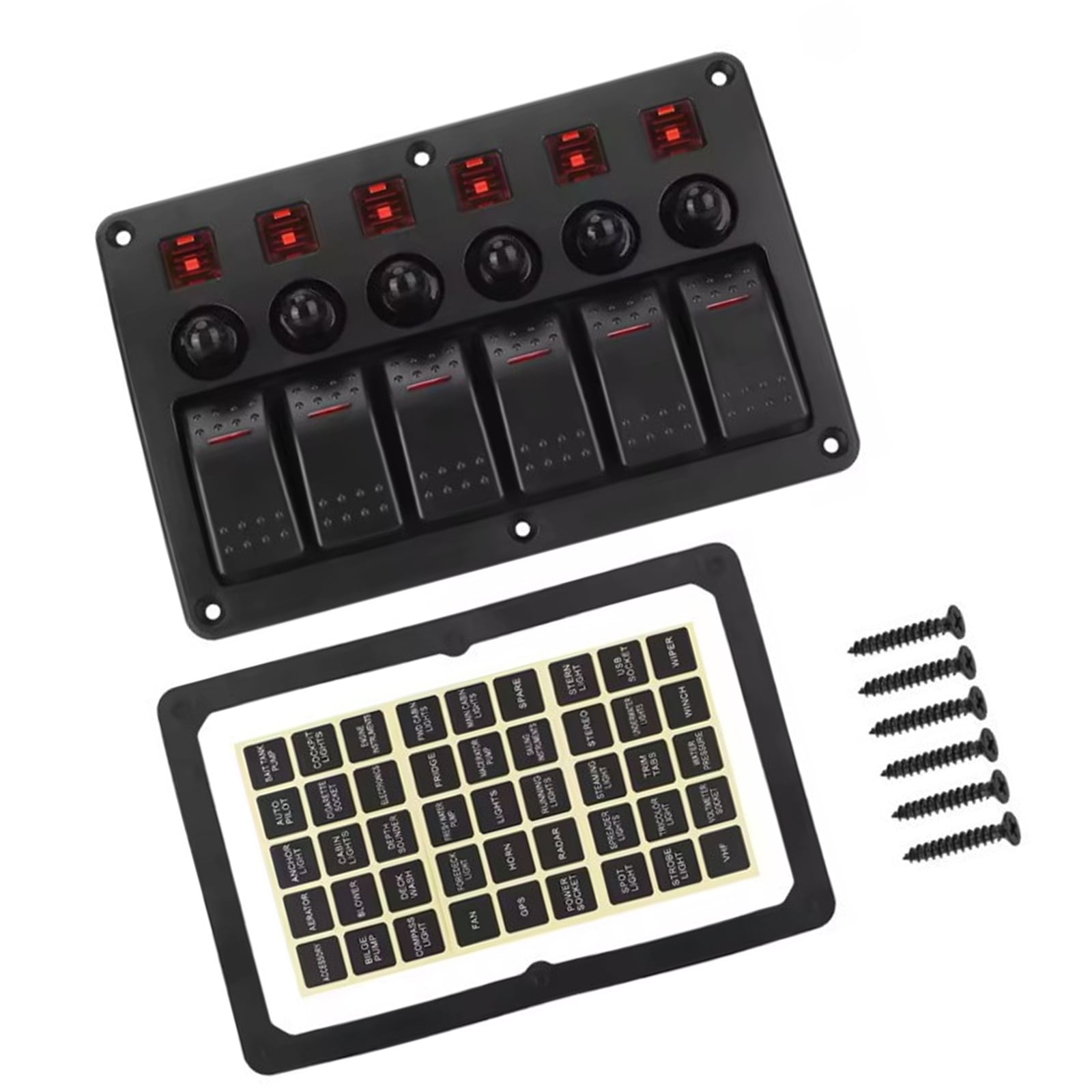 3. Marine Auto 6 Gang Rocker Panel 12V/24V Toggle Switches with LED ...