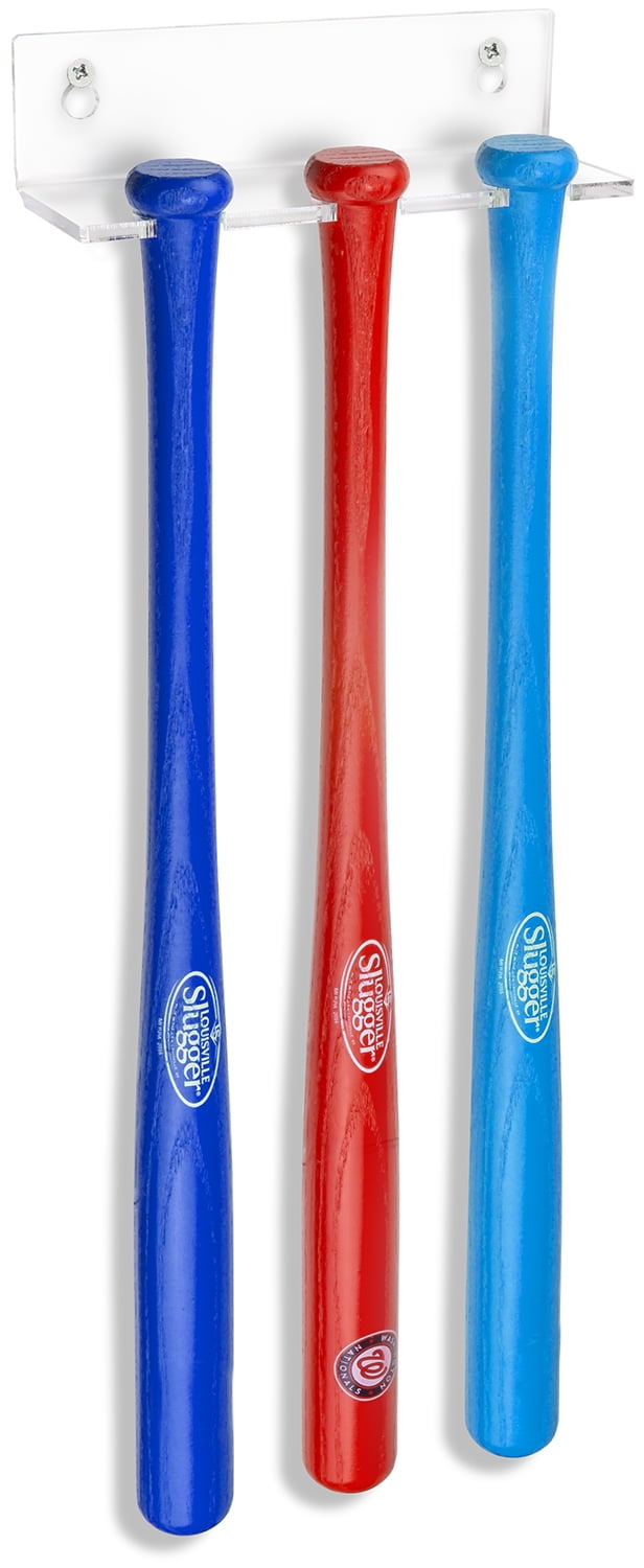 3 Medium or Large Mini Baseball Bats Display Vertical Wall Mount Clear ...