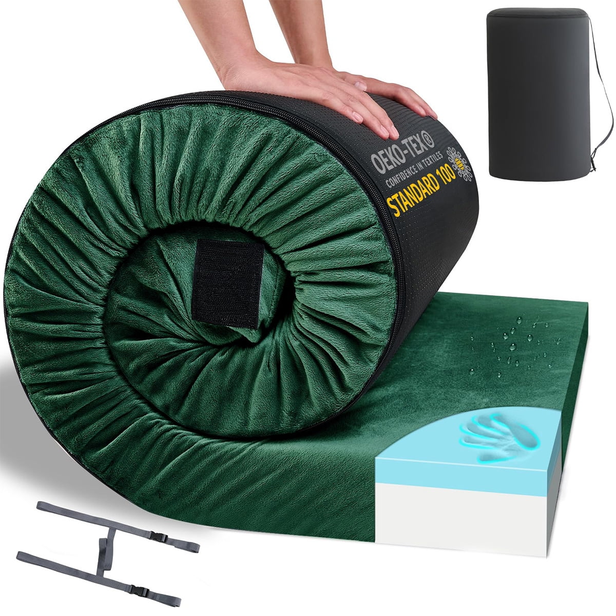 L'AGRATY 3" Memory Foam Camping Mattress Pad, Portable Sleeping Pad for ...