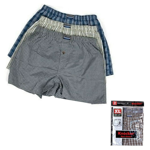 3 Men Boxers Plaid Shorts Underwear Cotton Classic Boxer Knocker Briefs ...