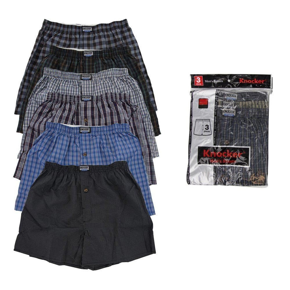 3 Men Knocker Boxer Trunk Plaid Shorts Underwear Lot Cotton Briefs ...