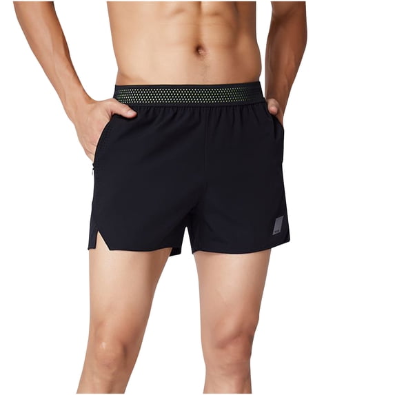 3" Mens Athletic Sports Shorts Elastic Waist Zipper Pockets Reflective ...