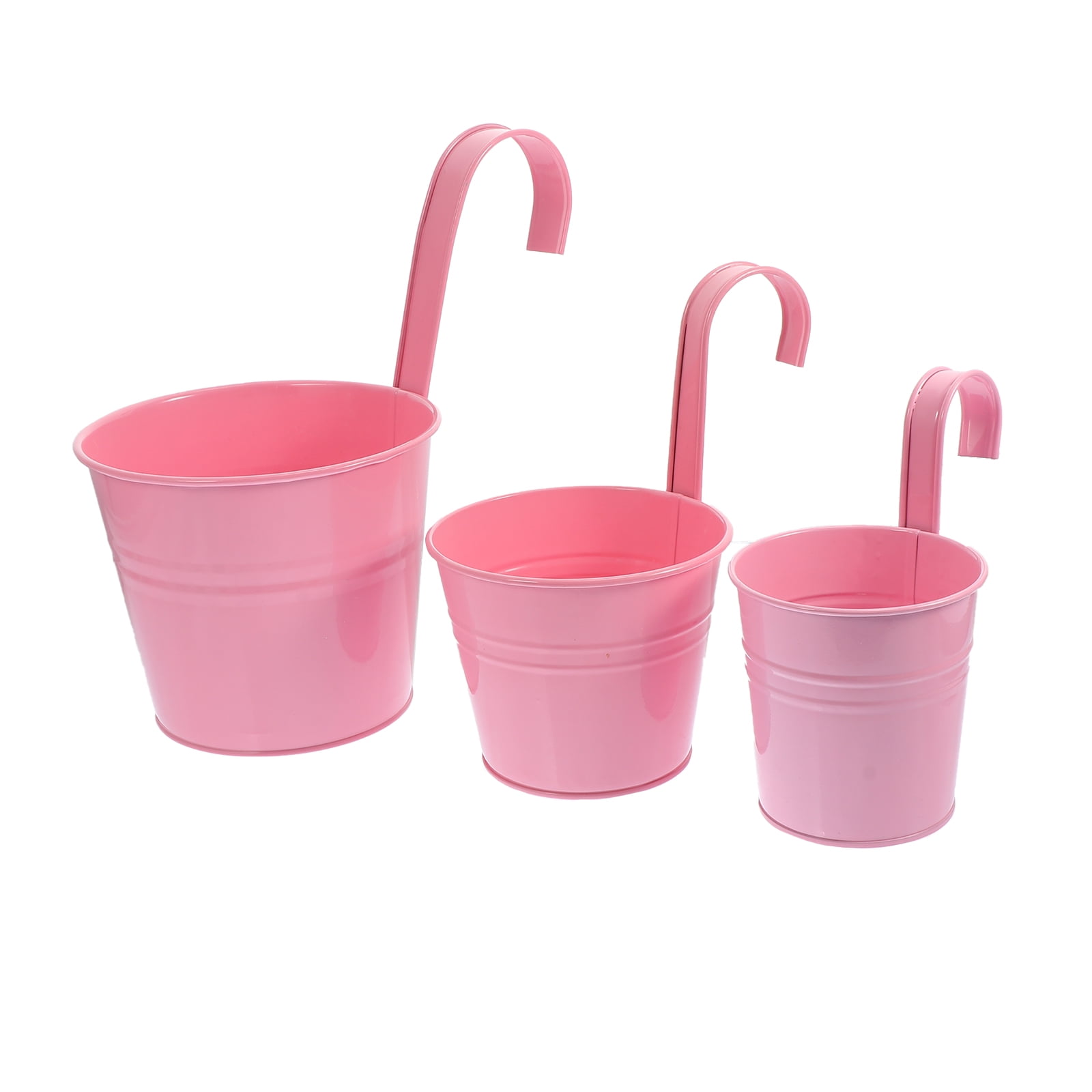 3pcs Gardening Hanging Flowerpots Fence Iron Buckets Pendant Suspension ...