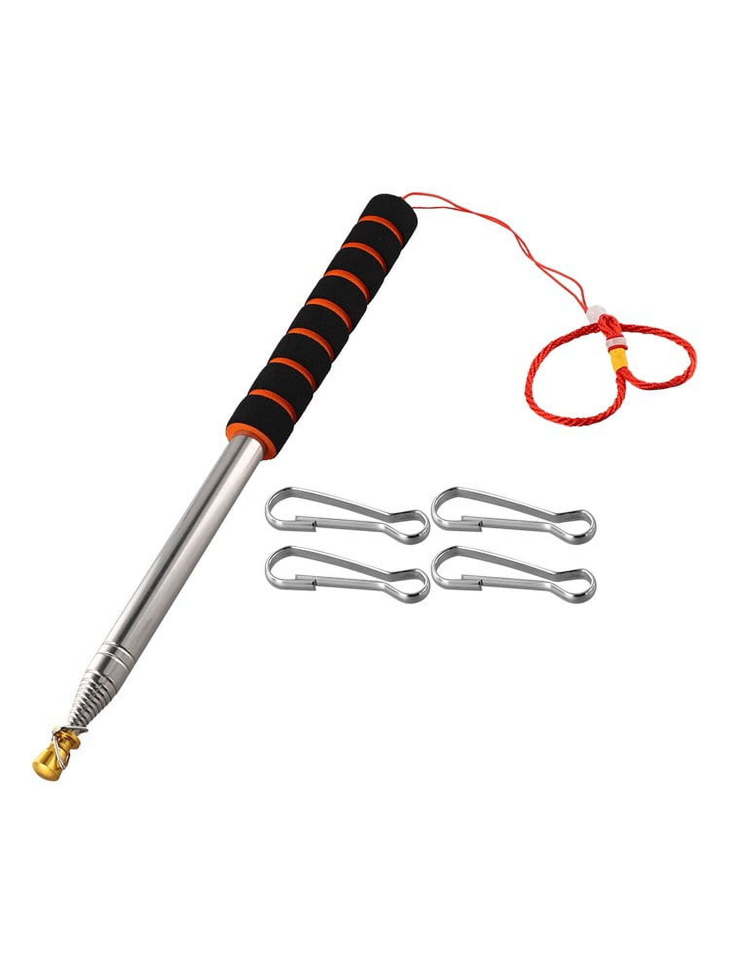 3 Meters Telescopic Handheld Flagpole with 4 Clips for Displaying Flags ...