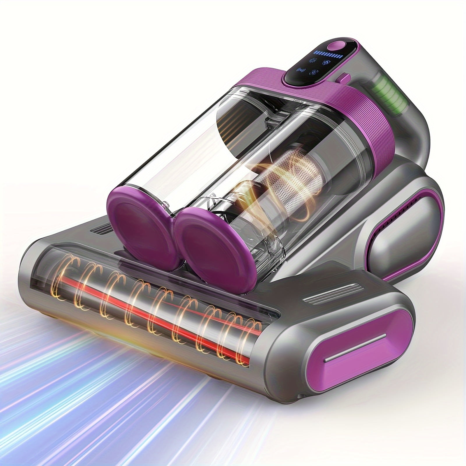 3-Min Fast Charging Cordless Mattress Vacuum Cleaner - 18KPa Suction 253.7nm UV+80000RPM Sonic ...