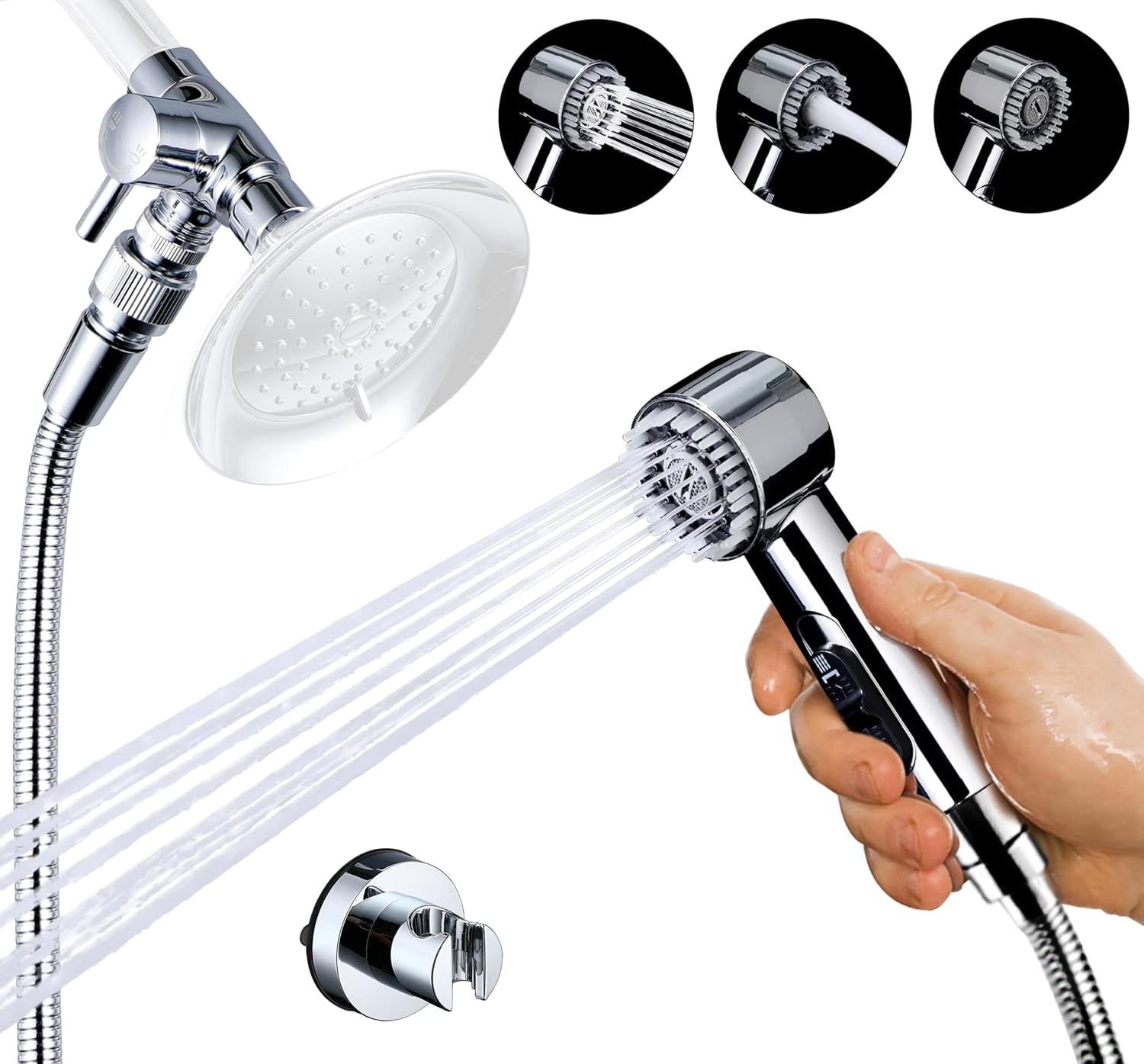 3 Mode Dog Shower Attachment, High Pressure Handheld Sprayer with ON ...