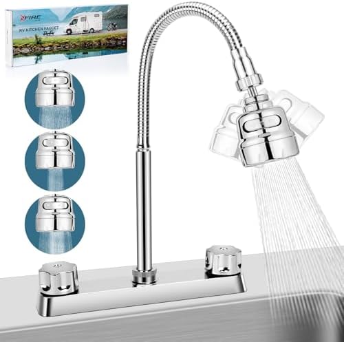 3 Mode RV Kitchen Faucet, 8in Camper Faucet Kitchen with Flexible Arc ...