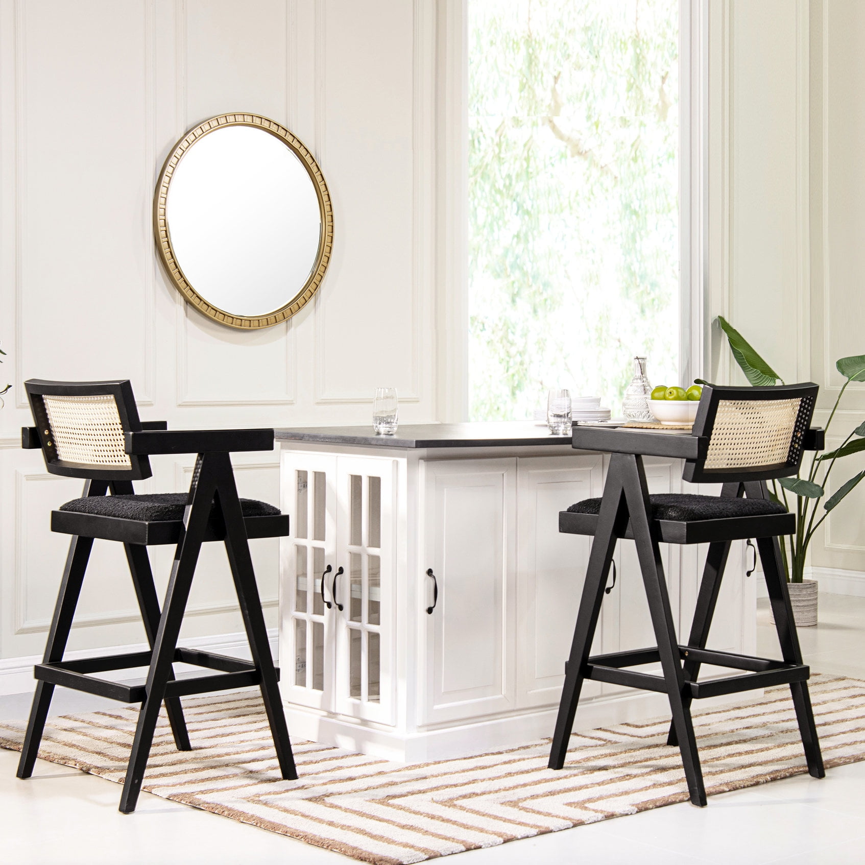 3 Modern Bar Stools with Resin Webbing Back / Aesthetic and Comfortable ...