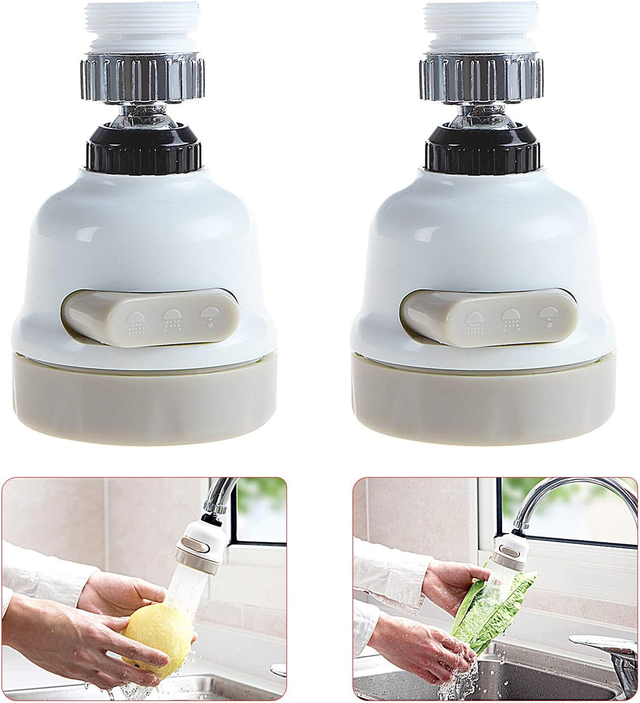 3 Modes Adjustable Kitchen Faucet Heads, Set Of 2, Ergonomic Design ...