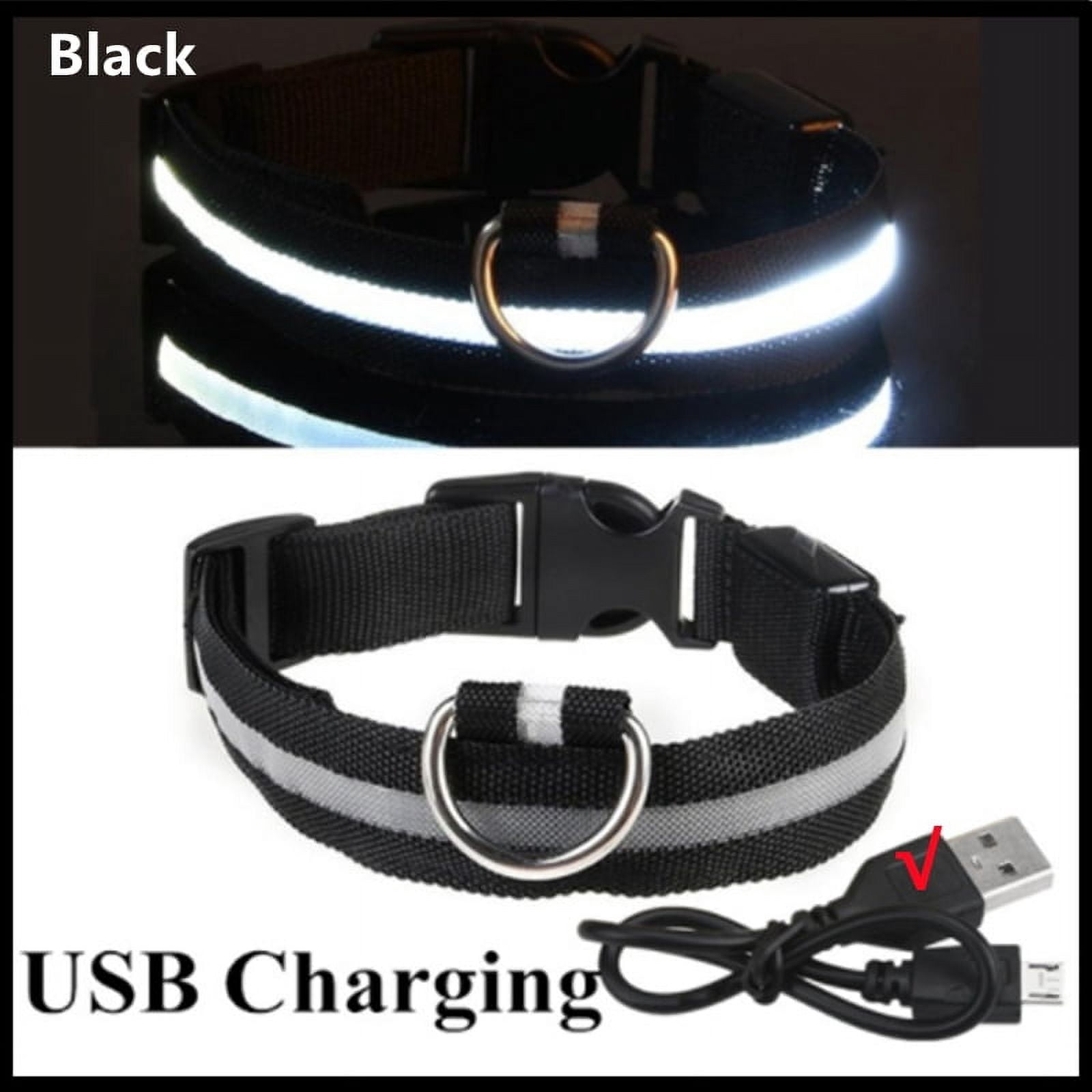 USB Rechargeable Luminous Collar Adjustable Led Glowing Dog Collar for ...