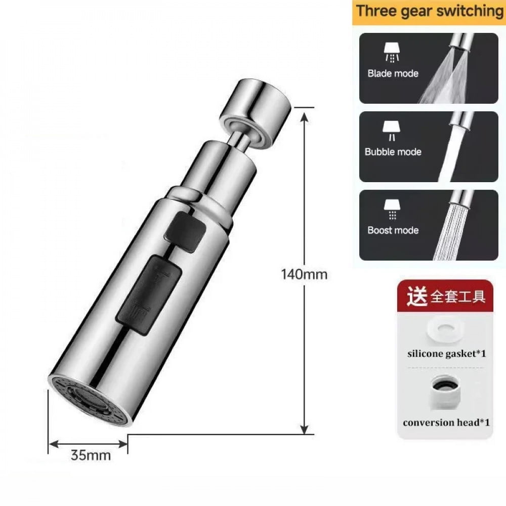 3 Modes Faucet Splash Proof Head Spout Filter Metal Extender Faucet ...