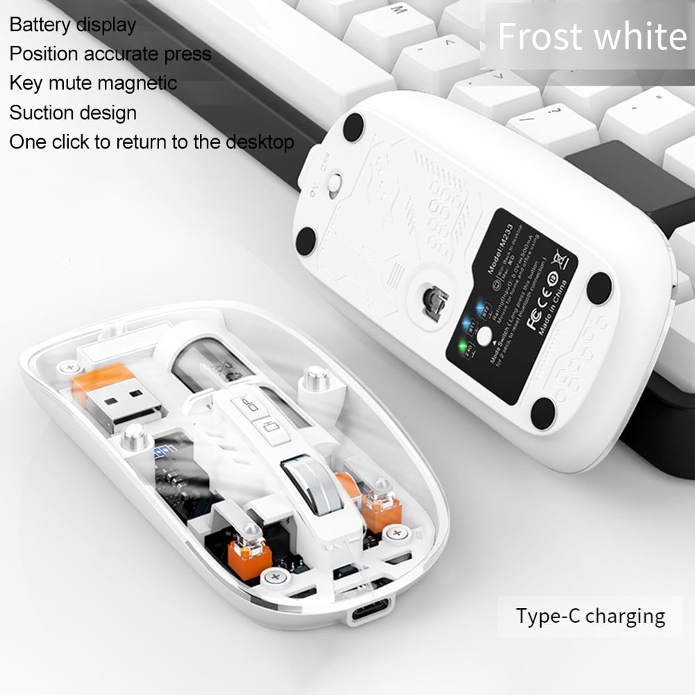 3 Modes Transparent Mouse USB 2400DPI Adjustable Rechargeable Battery ...