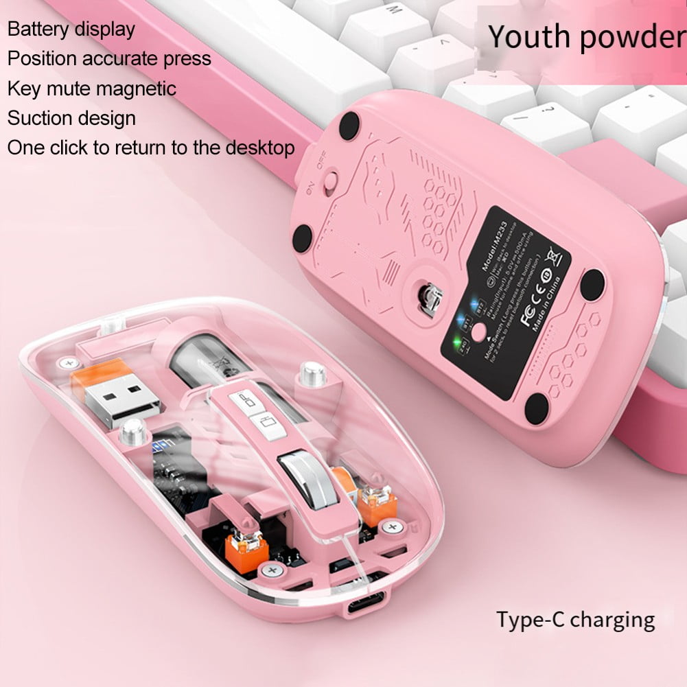 3 Modes Transparent Mouse USB 2400Dpi Desktop Type-C Adjustable ...