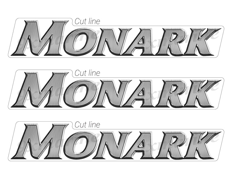 3 MonArk Designer Stickers. Brushed Metal Style - 10" long. Remastered ...