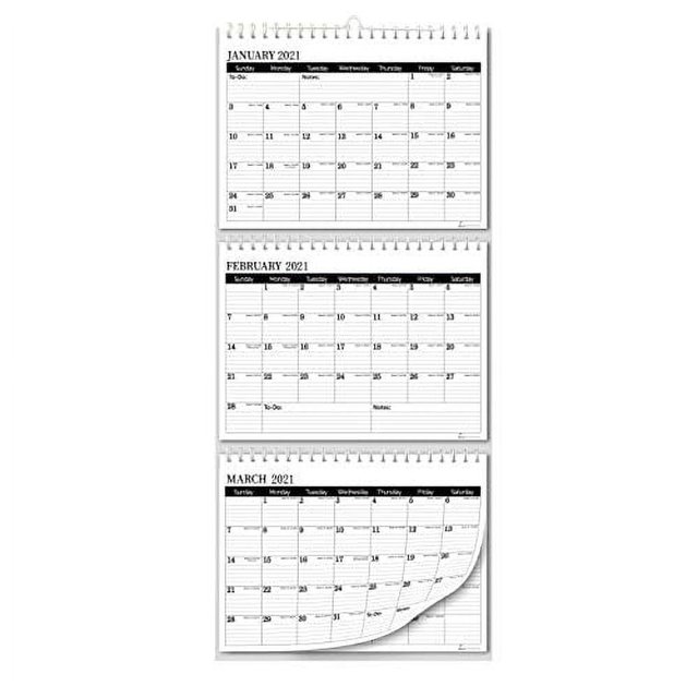3 Month Calendar 2021-2022 with Pocket, Move-a-Page, Monthly, Vertical ...