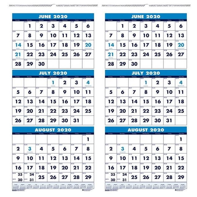 3 Month Vertical Wall Calendar June-July Academic - 2 Each - Walmart.com