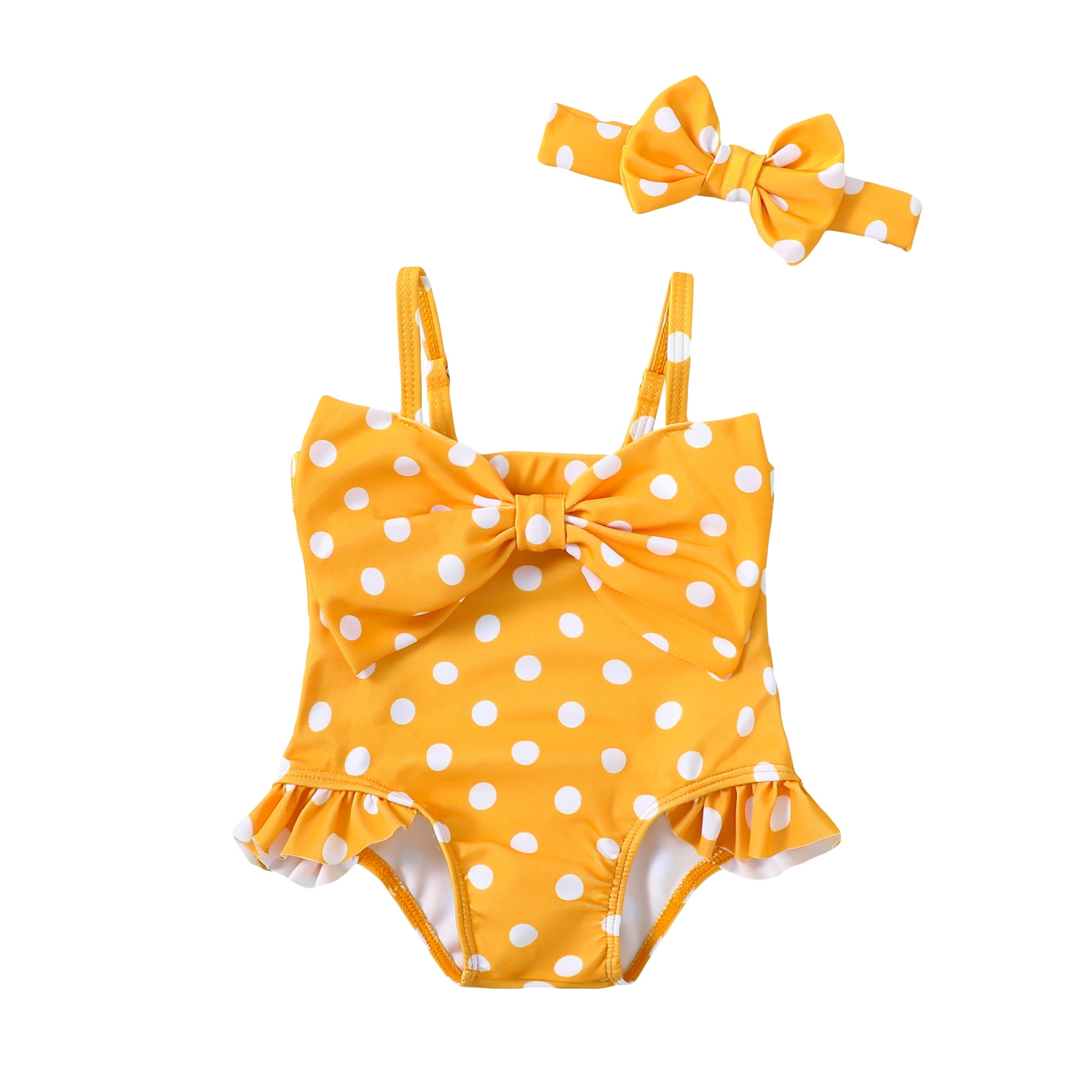 3 Months Baby Girls Swimsuit 6 Months Girls One-piece Swimwear Polka ...