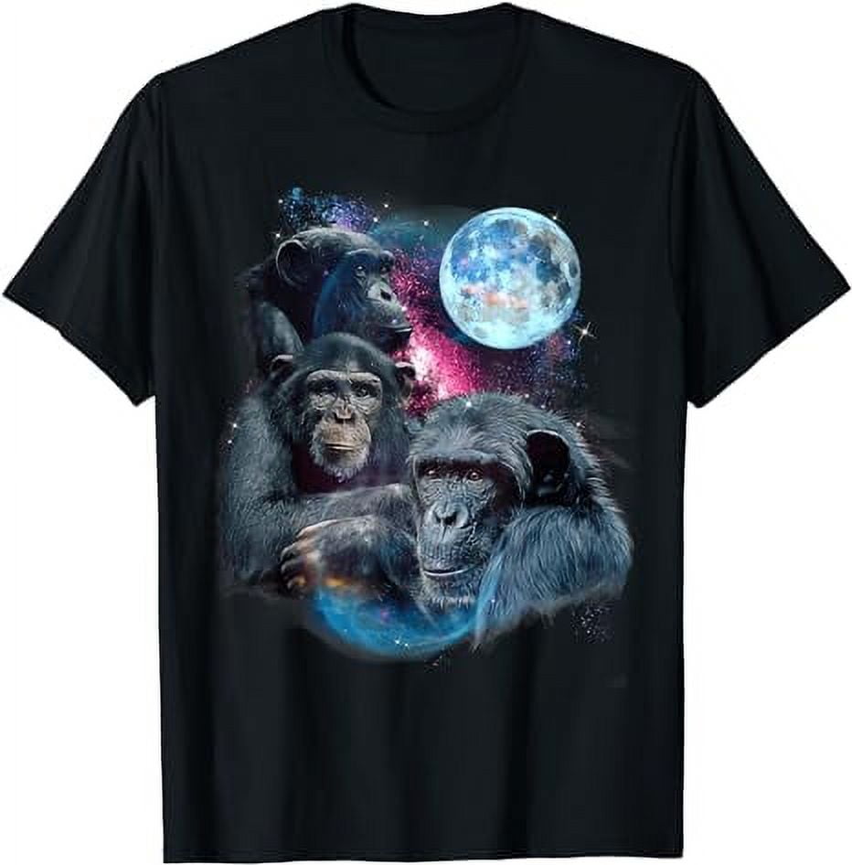 3 Moon Chimpanzee Art Monkey Chimp Ape Animal Lover Novelty T-Shirt ...