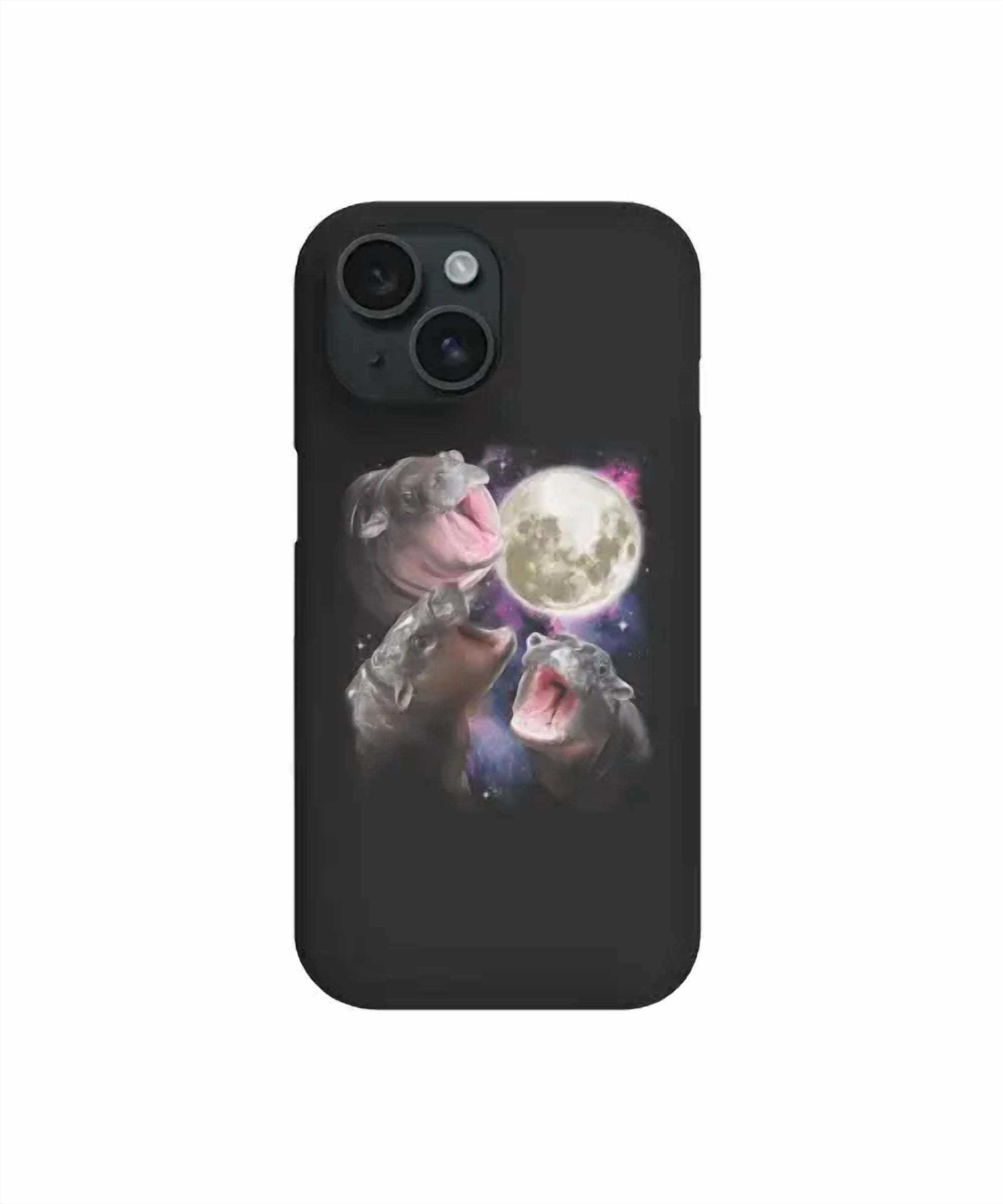 3 Moon Deng Baby Hippo Howling Meme Moon Phone Case for iPhone 11, 12 ...