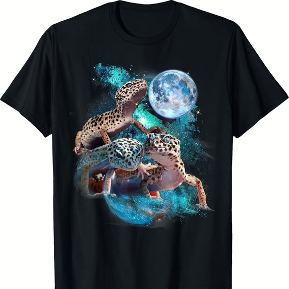 3 Moon Gecko Funny Reptile Leopard Lizard Geckos Art Novelty T ...