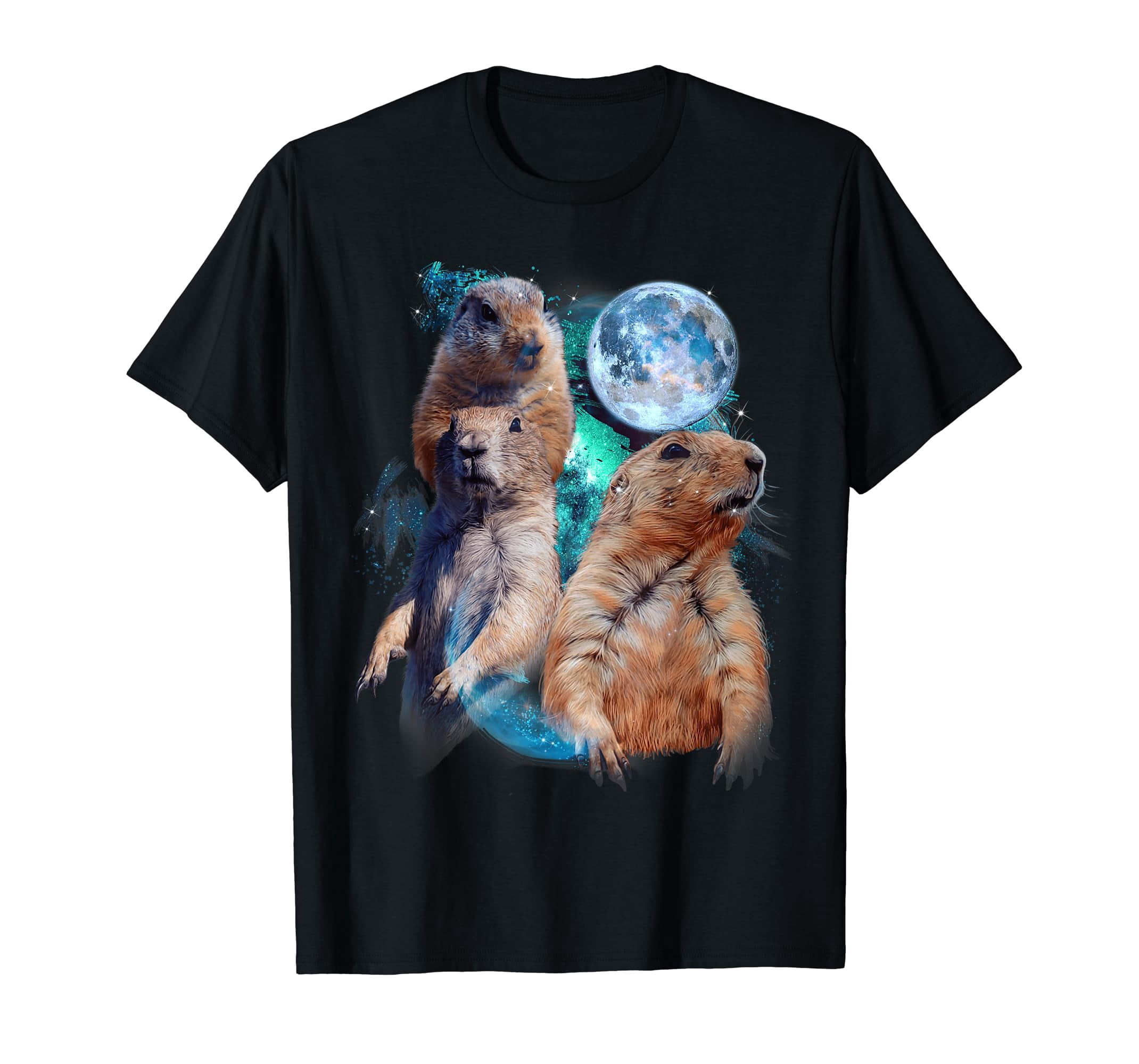 3 Moon Prairie Dog Art Rodent Squirrel Puppy Lovers Novelty Black Short ...