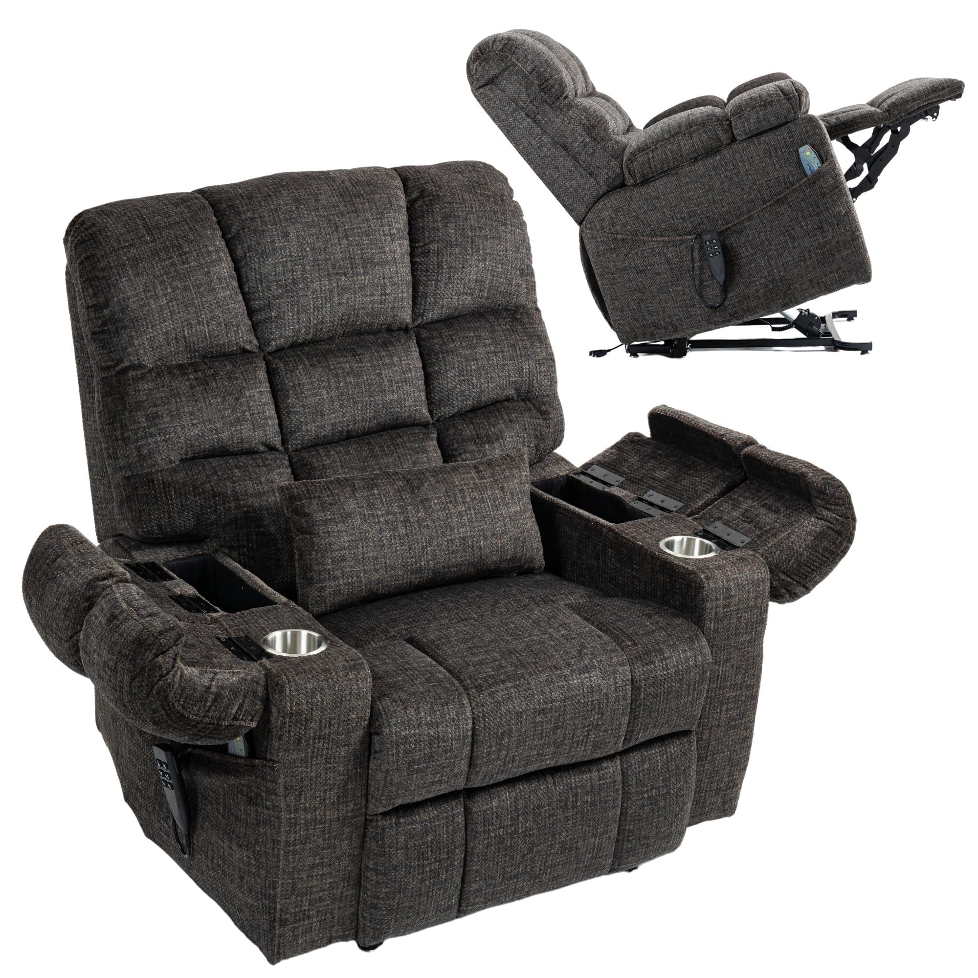 3-Motor Lift Chair with Adjustable Seat Height Zero Gravity Lay Flat ...