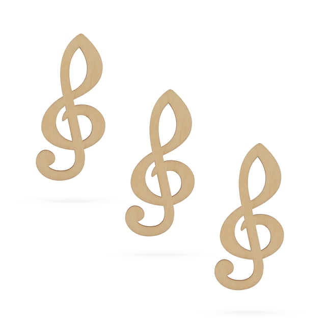 3 Music Signs Notes Unfinished Wooden Shapes Craft Cutouts DIY ...