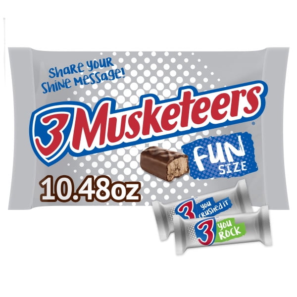 3 Musketeers Mini Party Fun Size Chocolate Candy Bars - 10.48 oz Bag ...