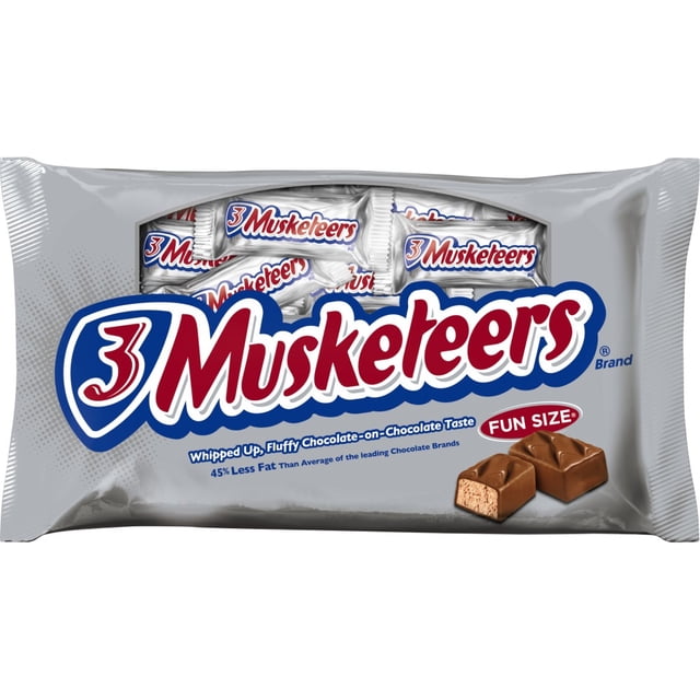 3 Musketeers Mini Fun Size Chocolate Candy Bars, Party Pack Bag, 11 Oz ...