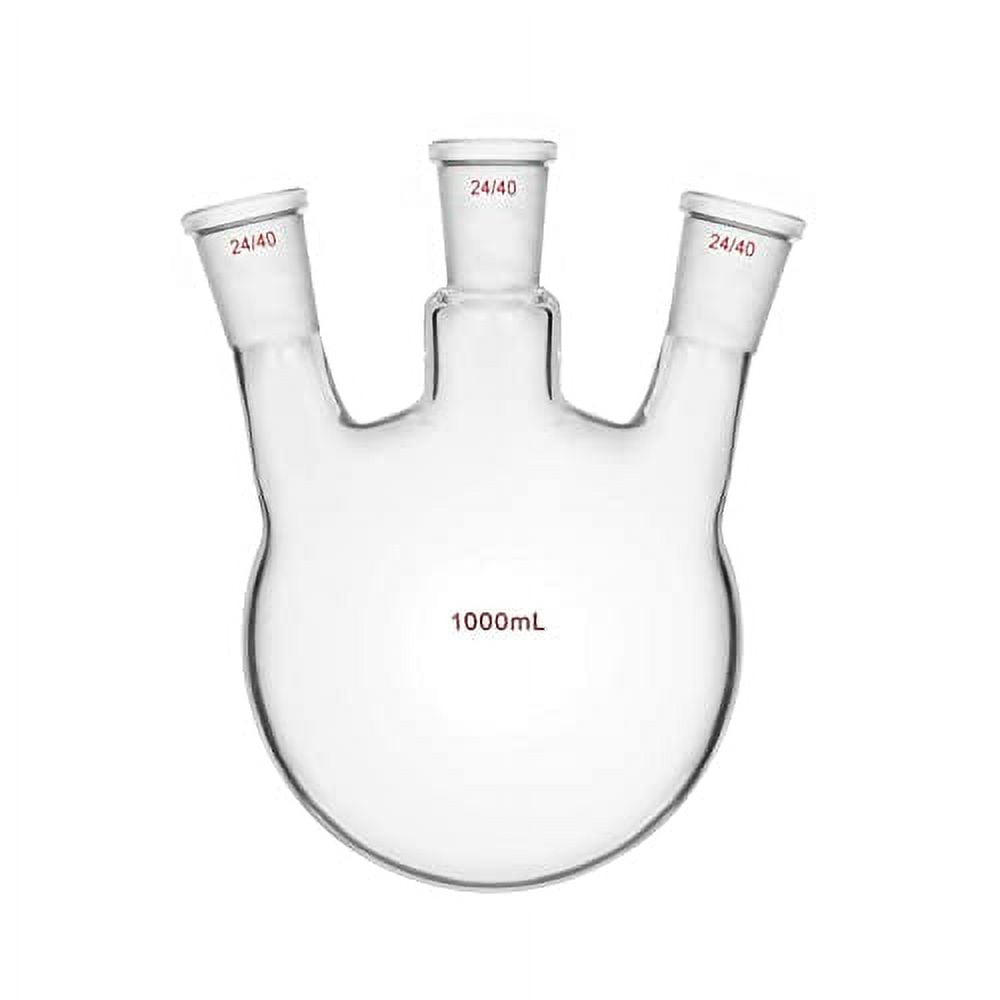 3-Neck 1000ml 24/40 Round Bottom Glass Flask 1L Boiling Vessel Three ...