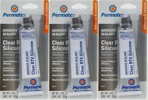 3 New! PERMATEX 80050 CLEAR RTV SILICONE ALL PURPOSE ADHESIVE SEALANT 3 ...