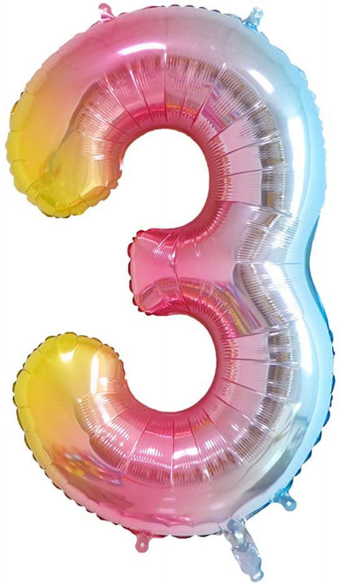 3 Number Balloon Rainbow Gradient Colorful Big Number Balloons 40 Inch ...