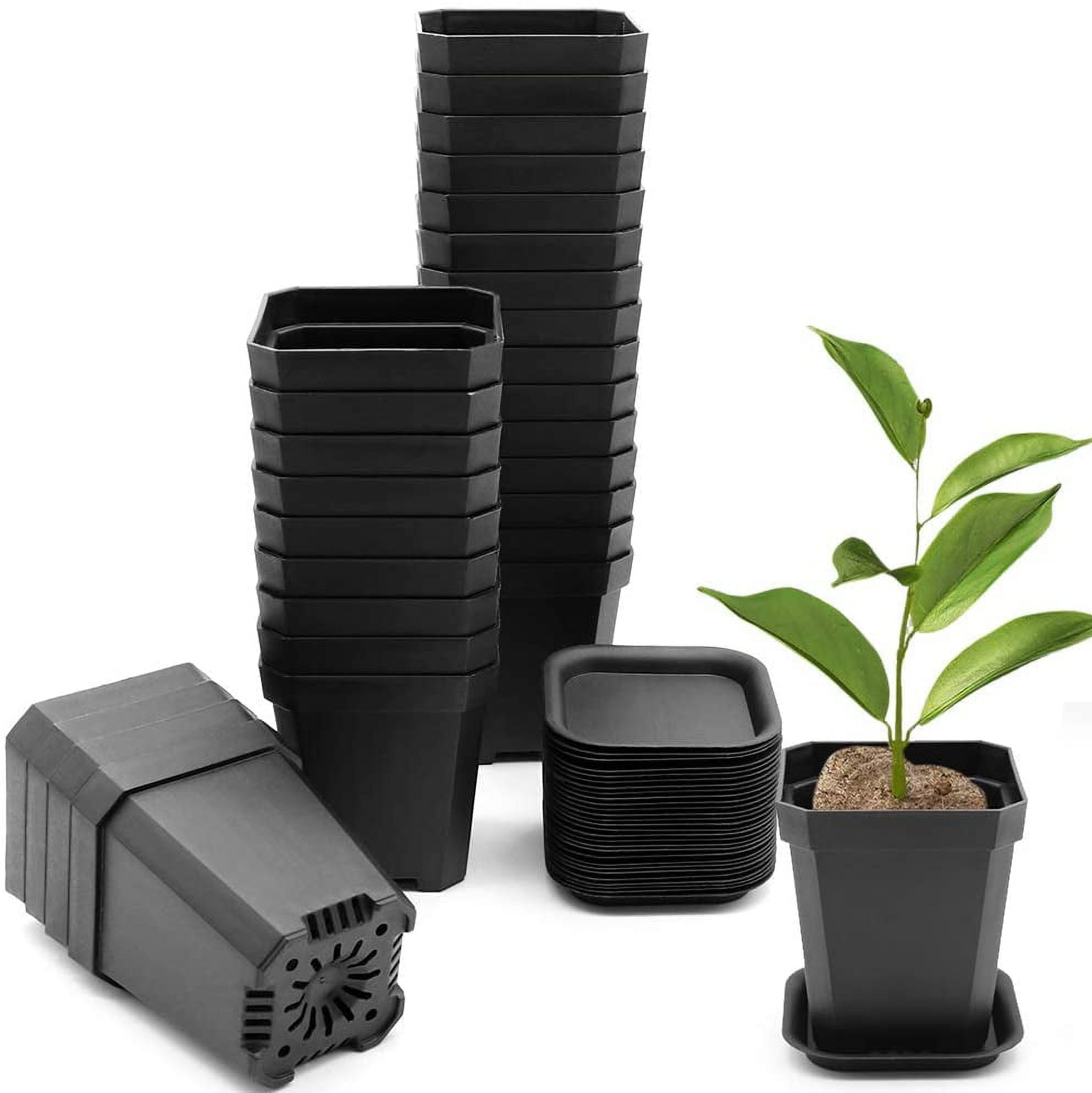 3" Nursery Pot, 30 Pcs Thick Plastic Plants Pots, Square Flower ...
