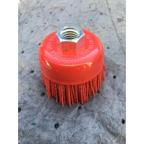 3" Nylon Infused Abrasive Bristle Cup Brush Wheel Wire 5/8-11 Angle ...