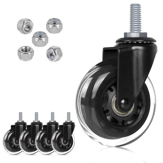 3" Office Chair Casters Wheel with 5/16"-18UNC Threaded Stem Heavy Duty ...